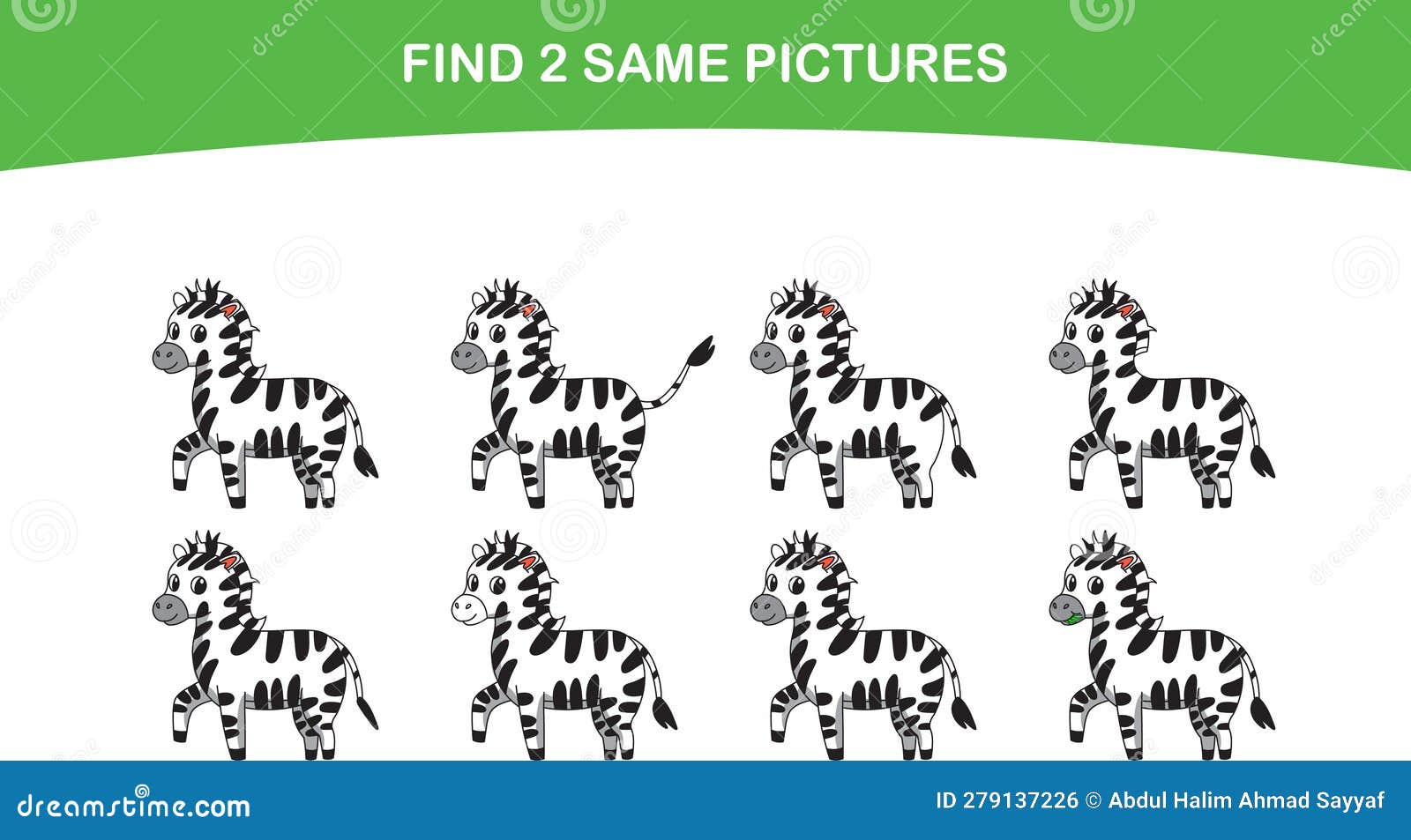 Found the Same Zebra Picture. Child Education Stock Vector ...
