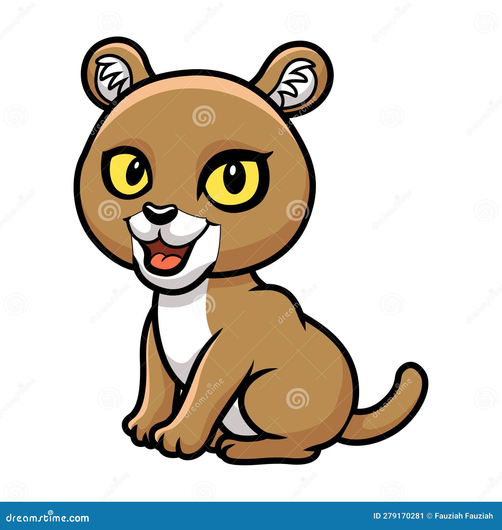 Cute Little Puma Cougar Cartoon Stock Vector - Illustration of happy ...