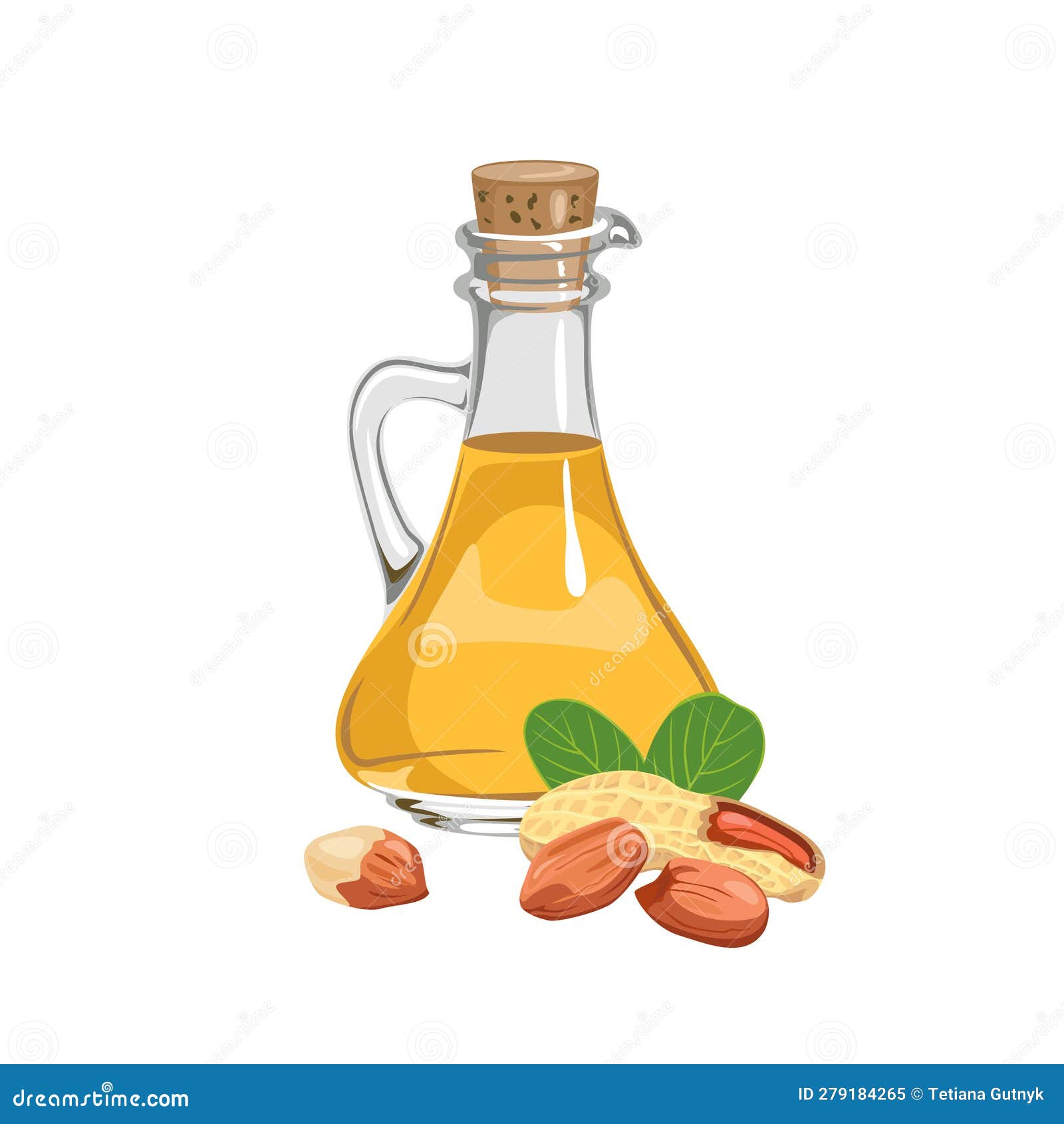 Peanut Oil in Glass Bottle and Heap of Nuts Isolated on White. Stock ...