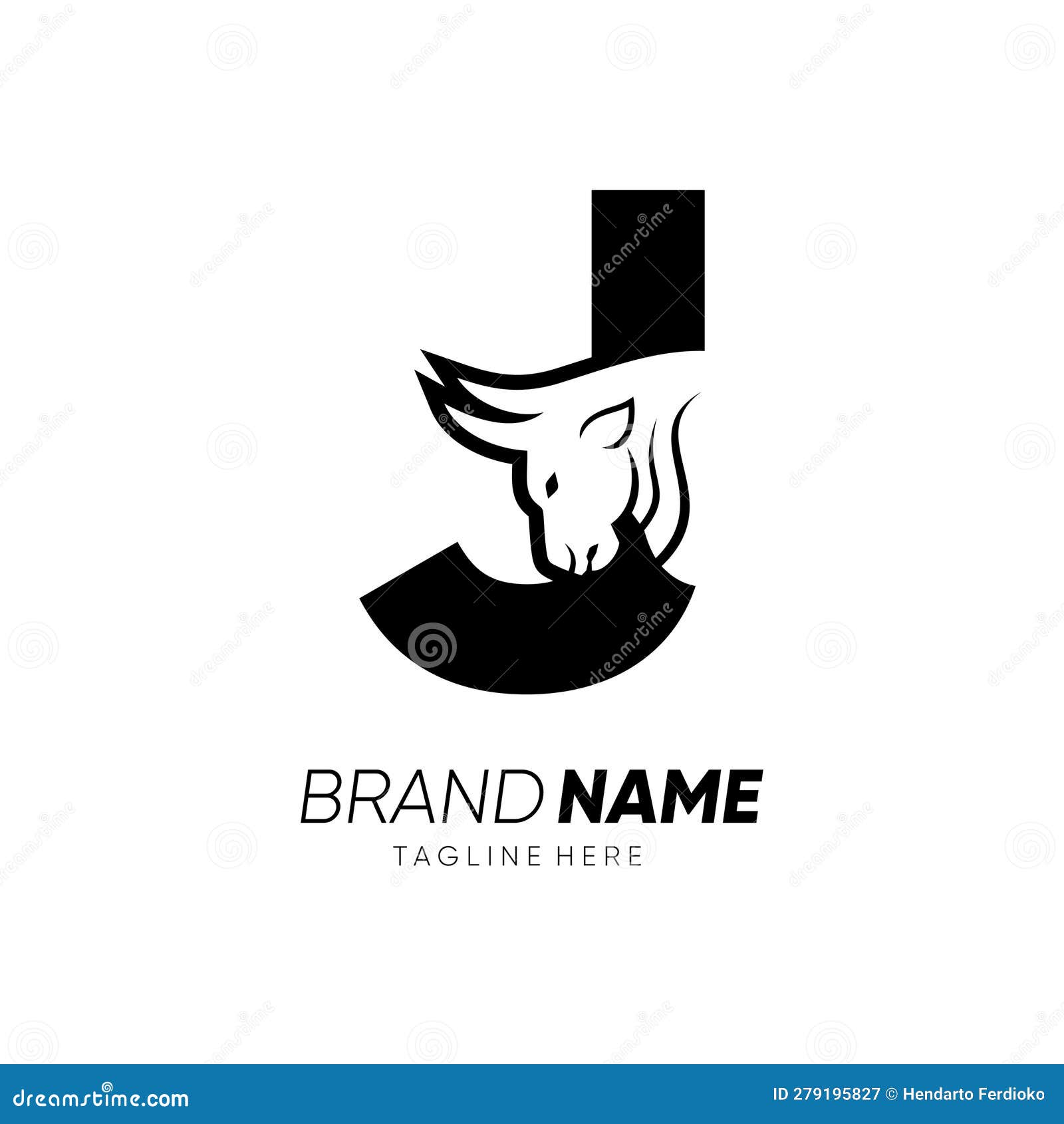 Letter J Bull Animal Logo Design Vector Icon Graphic Emblem ...