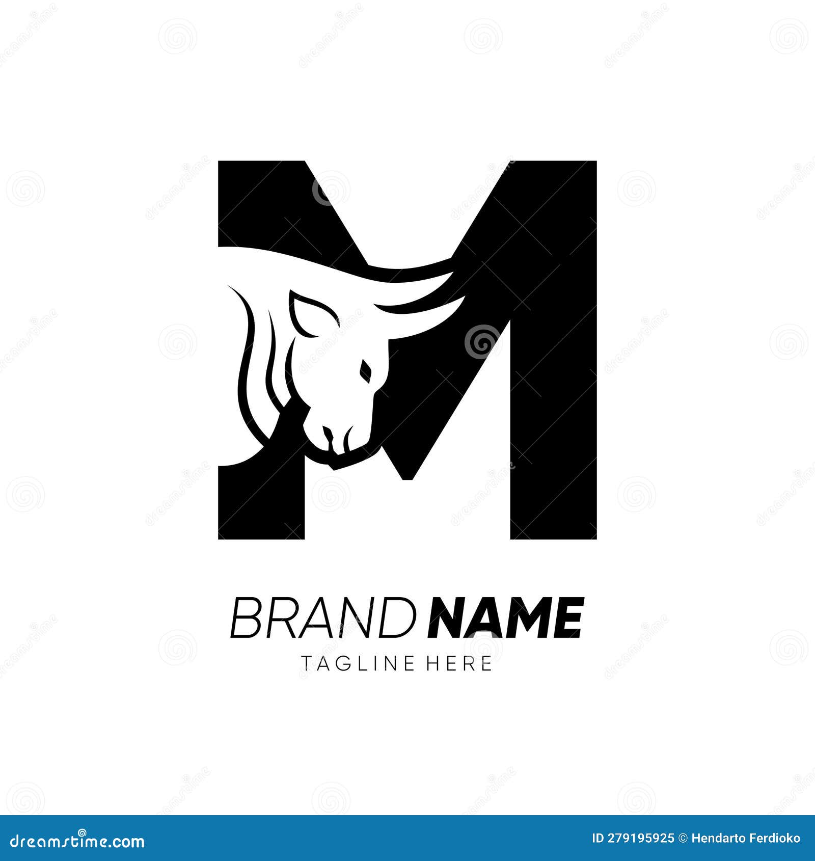 Letter M Bull Animal Logo Design Vector Icon Graphic Emblem ...