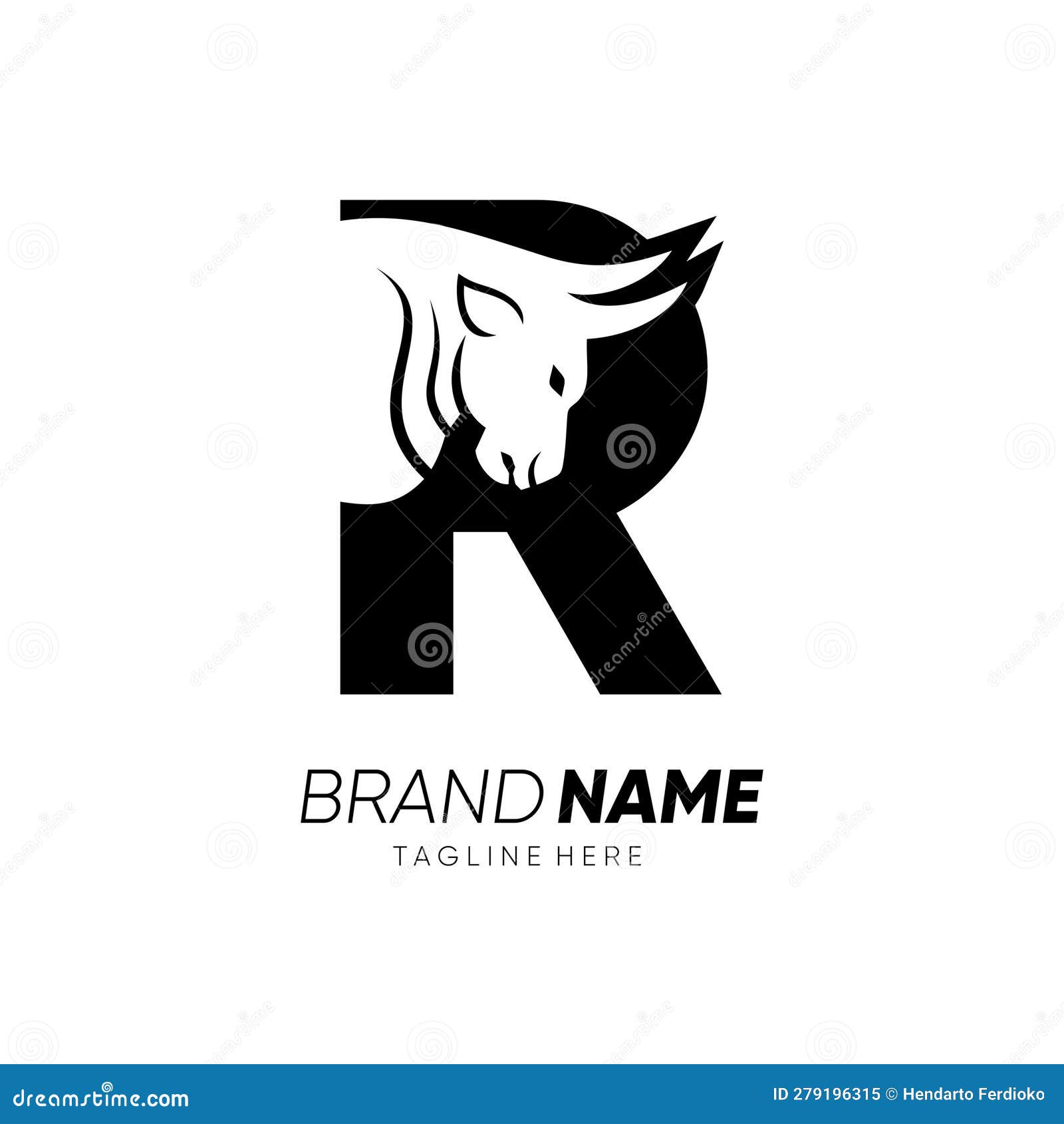 Letter R Bull Animal Logo Design Vector Icon Graphic Emblem ...