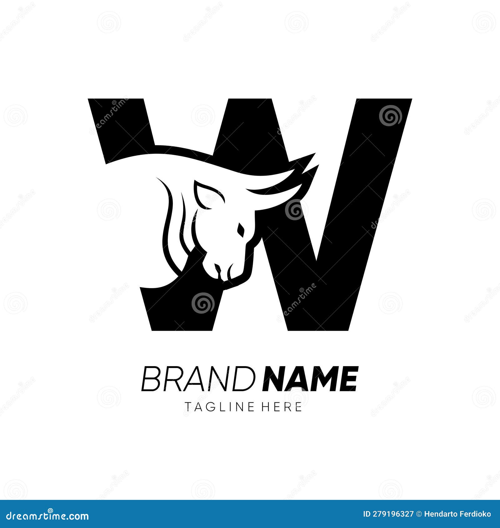 Letter W Bull Animal Logo Design Vector Icon Graphic Emblem ...