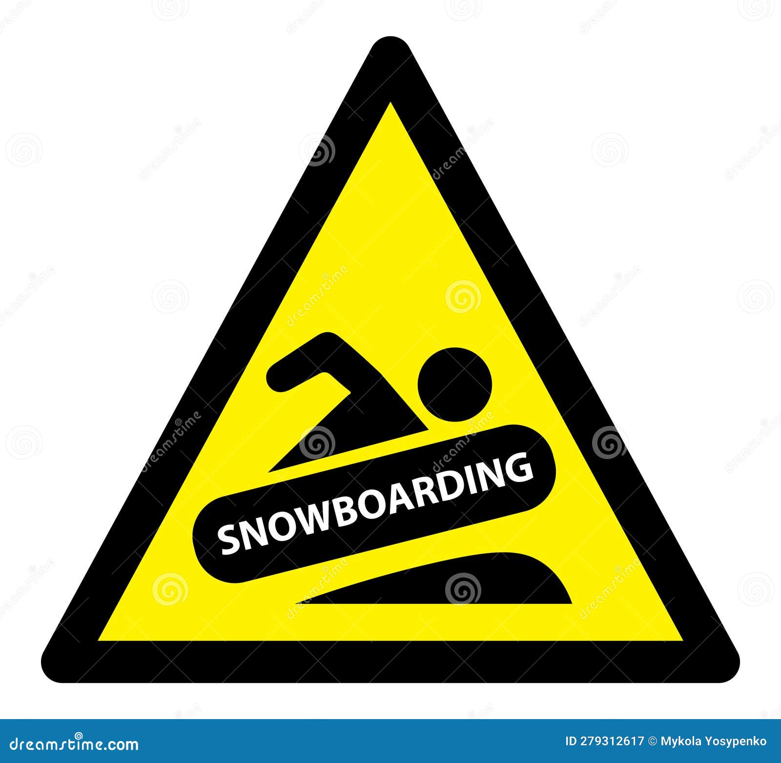 Snowboarding Road Sign, Vector Icon Stock Vector - Illustration of snow ...