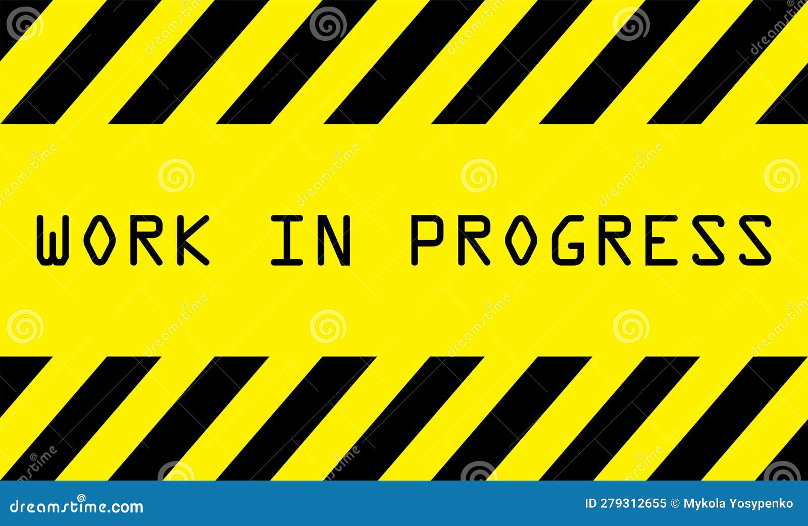 Work in Progress Banner, Yellow Background with Black Stripes Stock ...