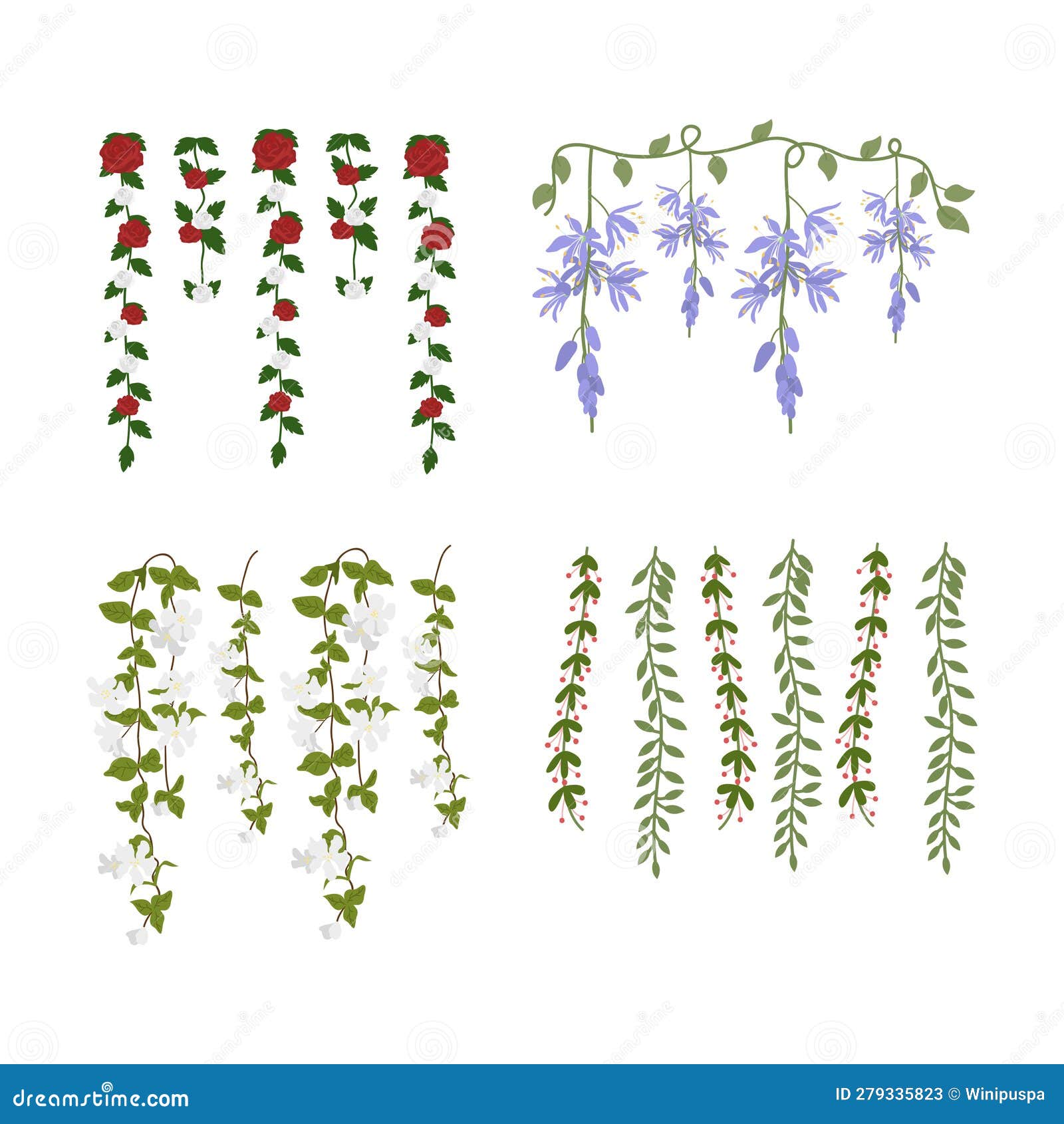 Dangling Flower Element Illustration Cartoon Vector | CartoonDealer.com ...