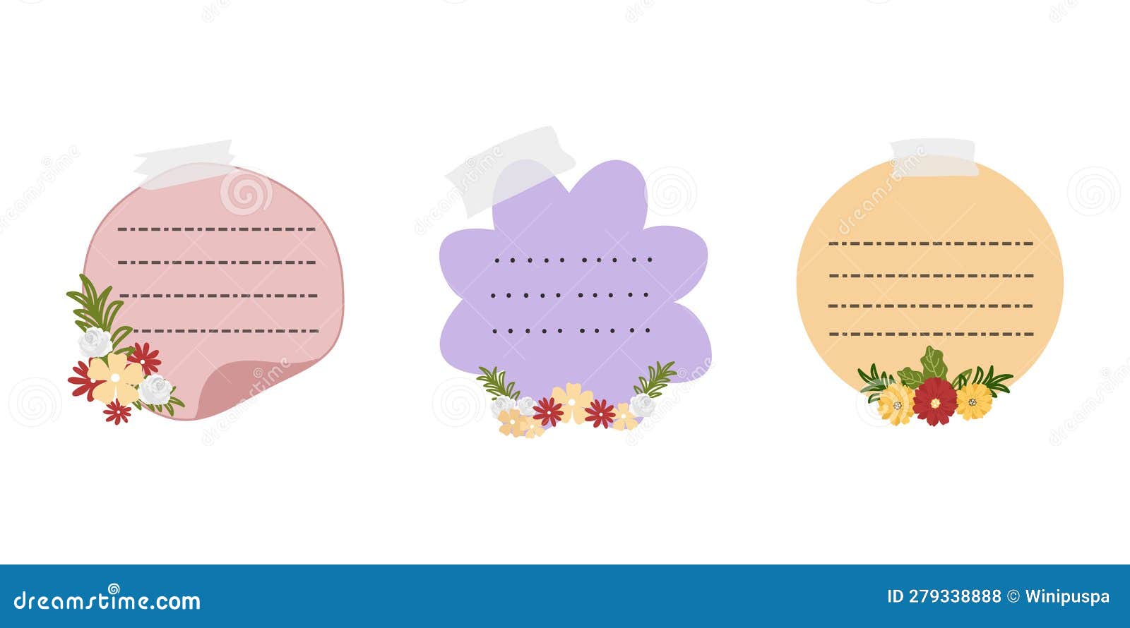 Note Paper with Flower Arrangement Stock Vector - Illustration of ...