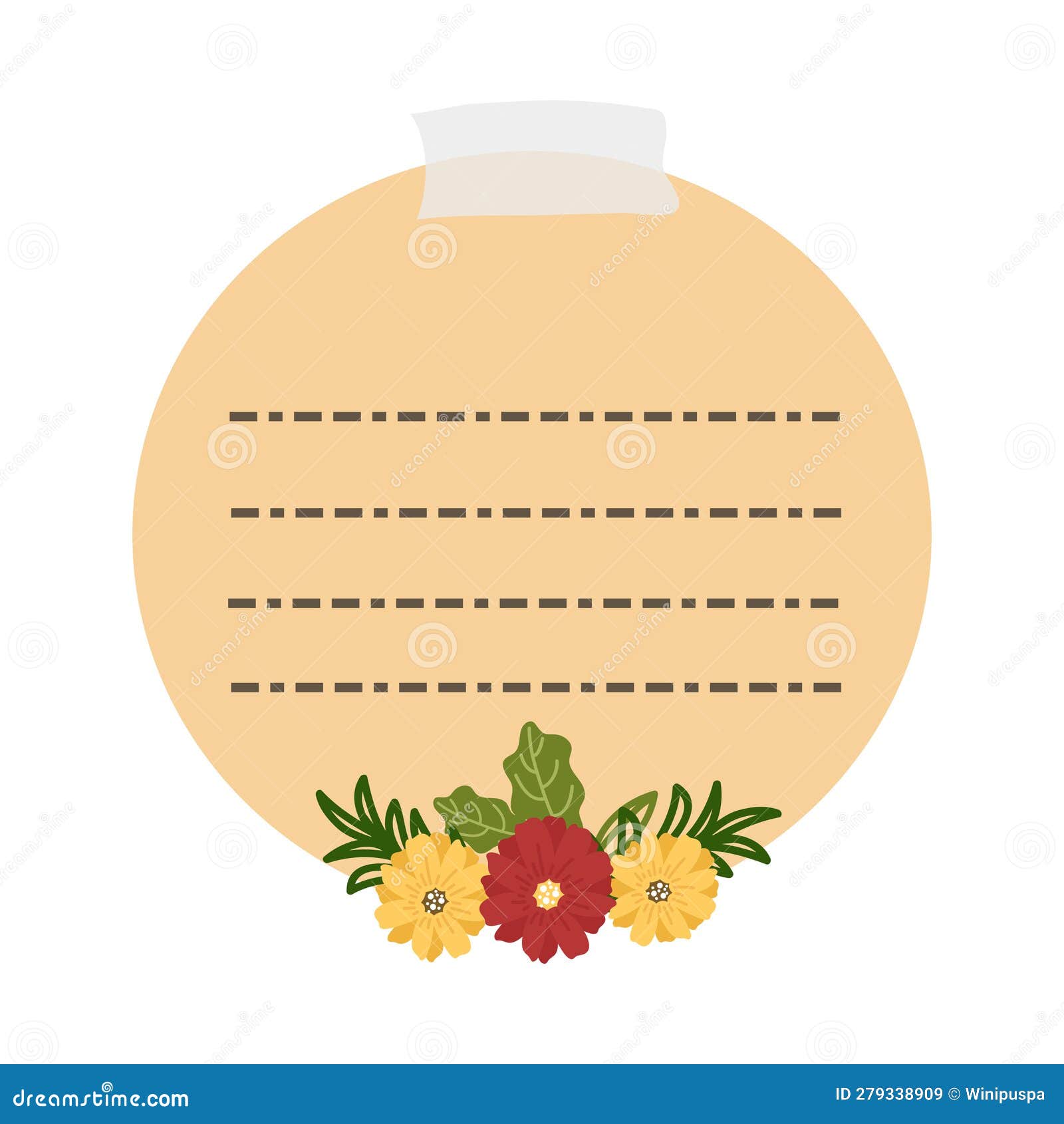 Note Paper with Flower Arrangement Stock Illustration - Illustration of ...