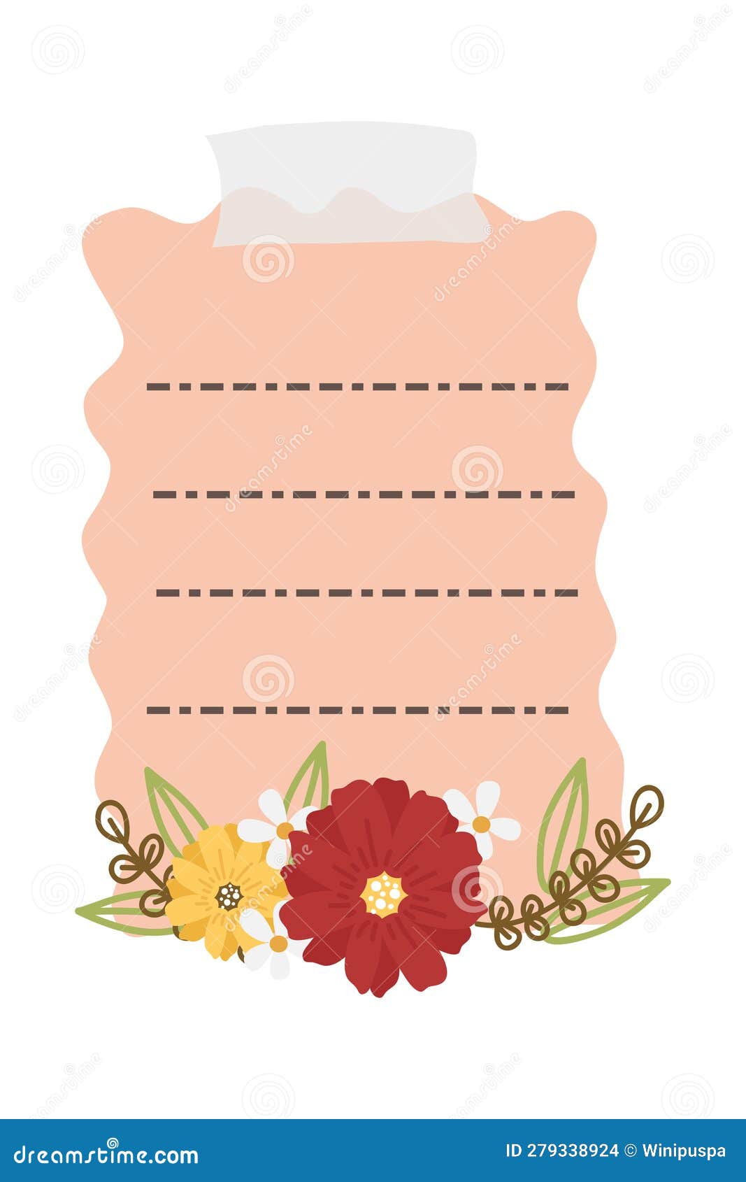 Note Paper with Flower Arrangement Stock Vector - Illustration of ...