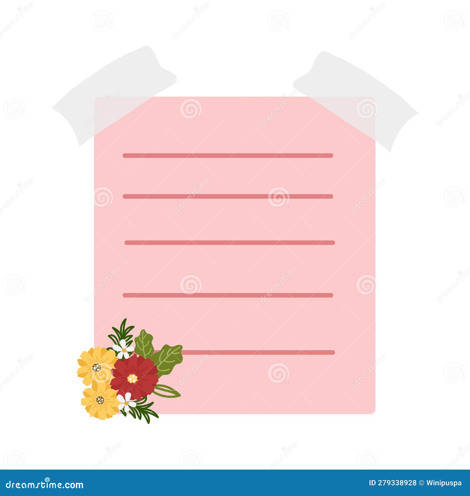 Note Paper with Flower Arrangement Stock Vector - Illustration of cute ...
