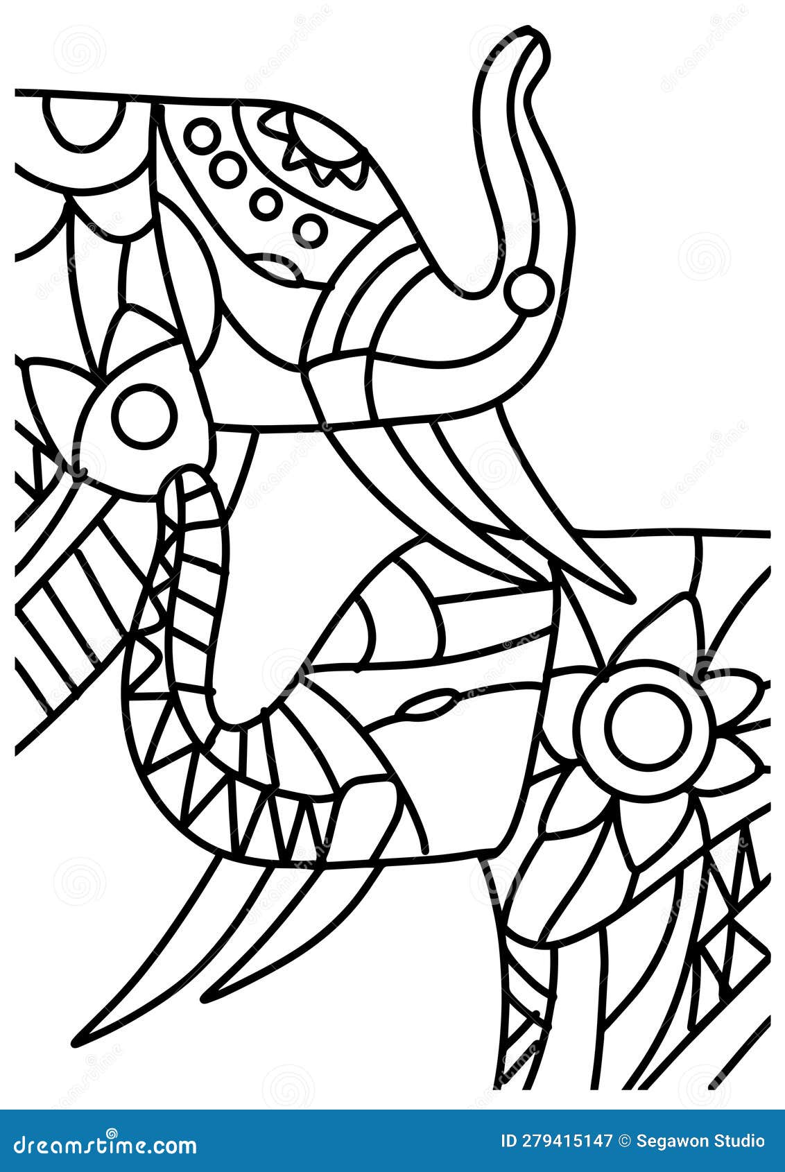 Children Coloring Book Page Abstract Elephant Illustration Stock Vector ...