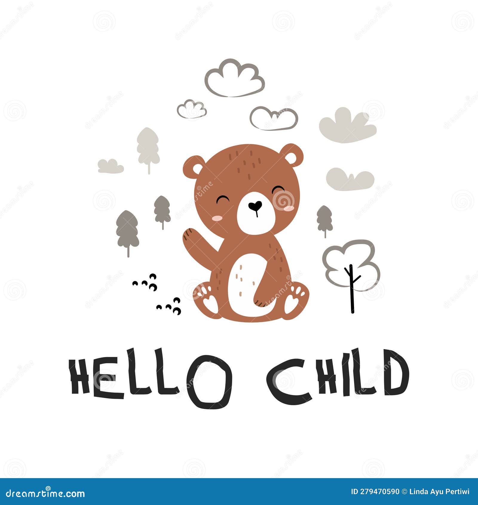 Animal Pattern with Cute Bear and Text " Hello Child " Stock Vector ...