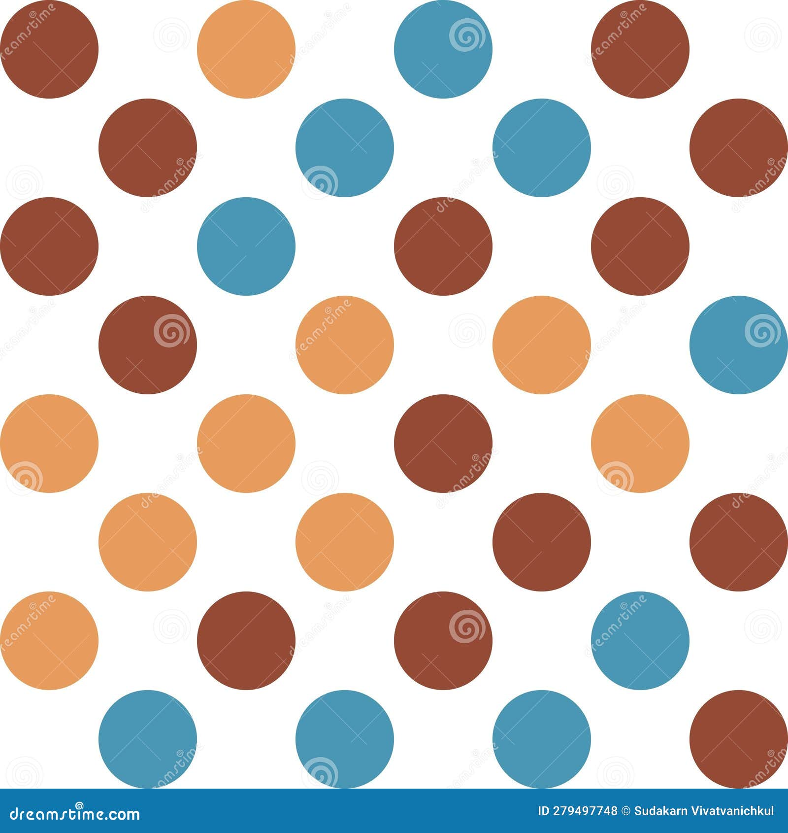 Blue, Brown, and Orange Polka Dot Seamless Pattern Background. Stock ...