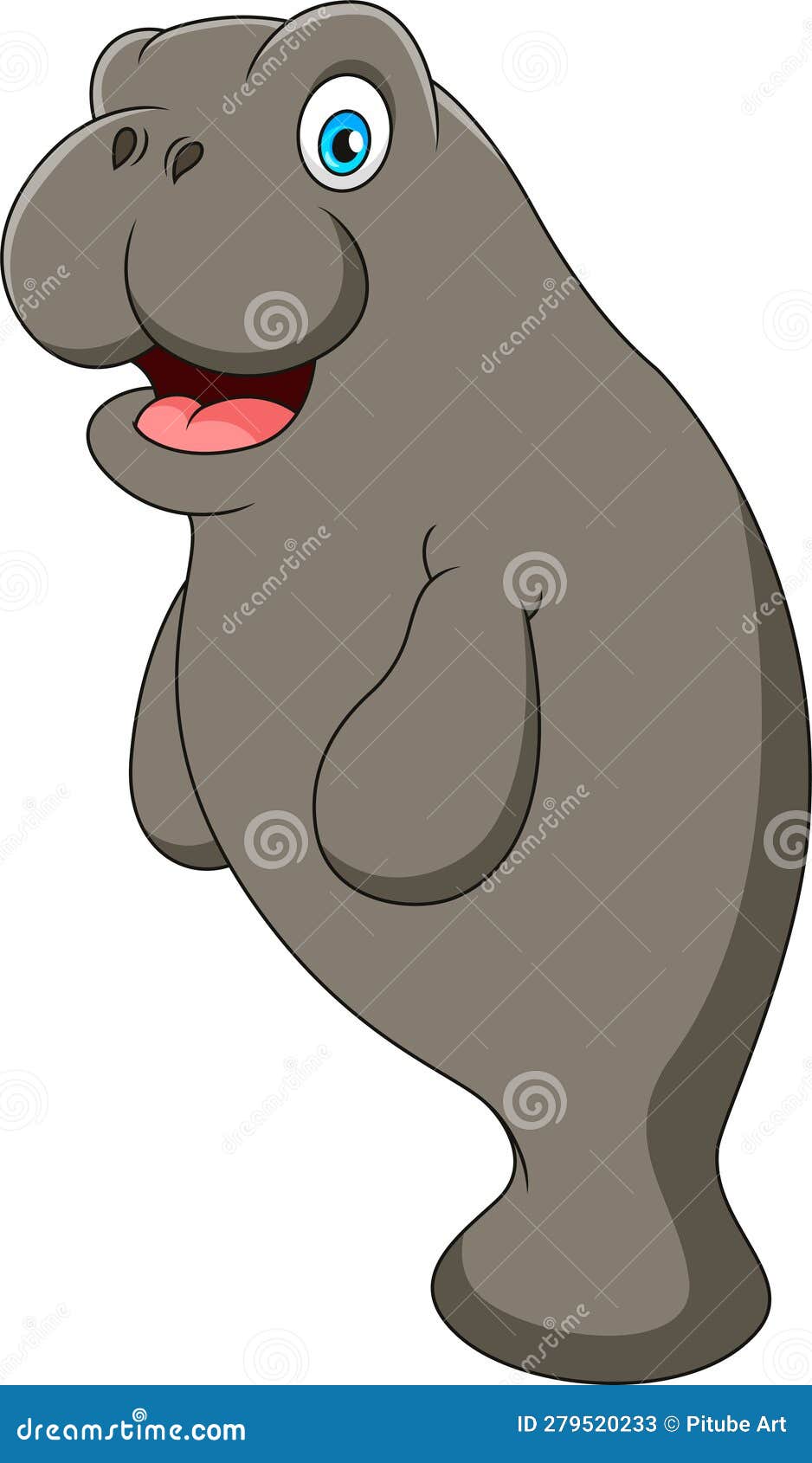 Cute Manatee Mascot Cartoon. Cute Animal Mascot Cartoon Stock Vector ...