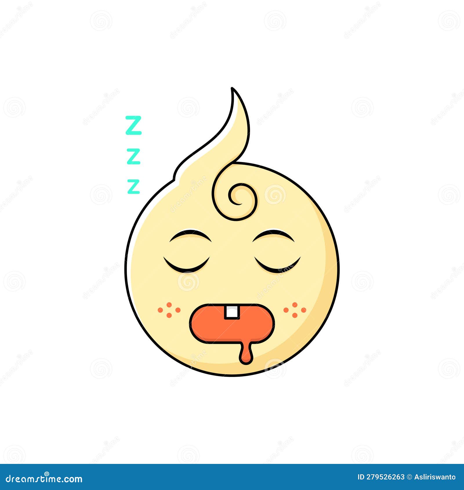 Cute Baby Emoticon Sleep Expression Stock Vector - Illustration of ...