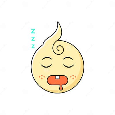 Cute Baby Emoticon Sleep Expression Stock Vector - Illustration of ...