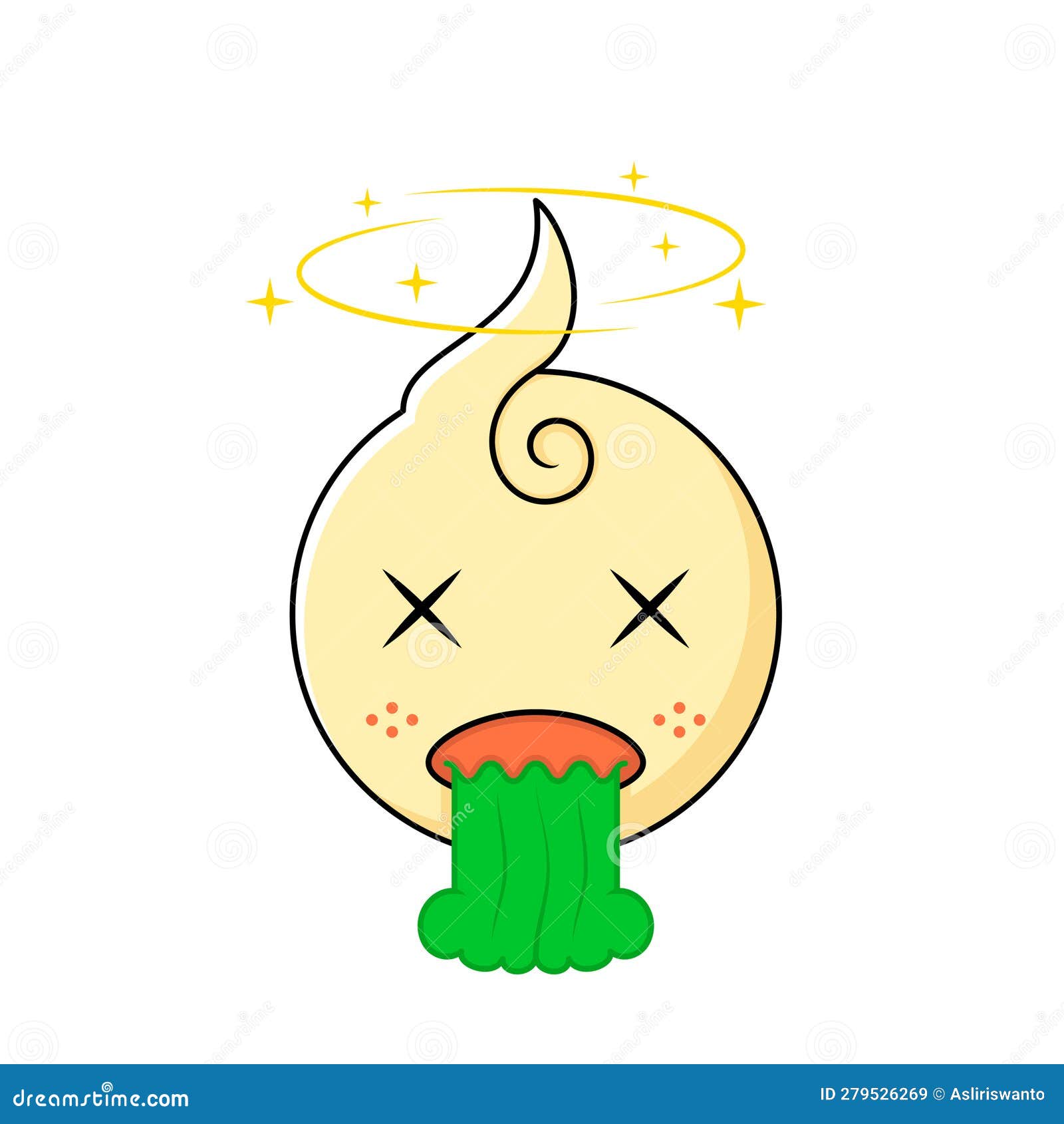 Cute Baby Emoticon Sick, Dizzy and Vomiting Expression Stock Vector ...