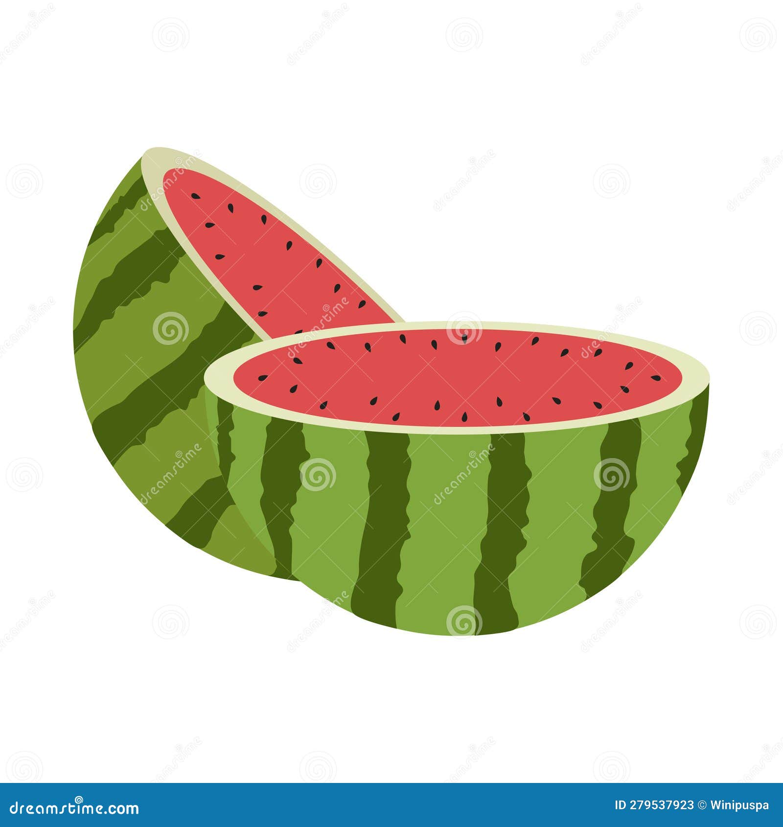 Fresh and Juicy Whole Watermelons and Slices Illustration Stock Vector ...