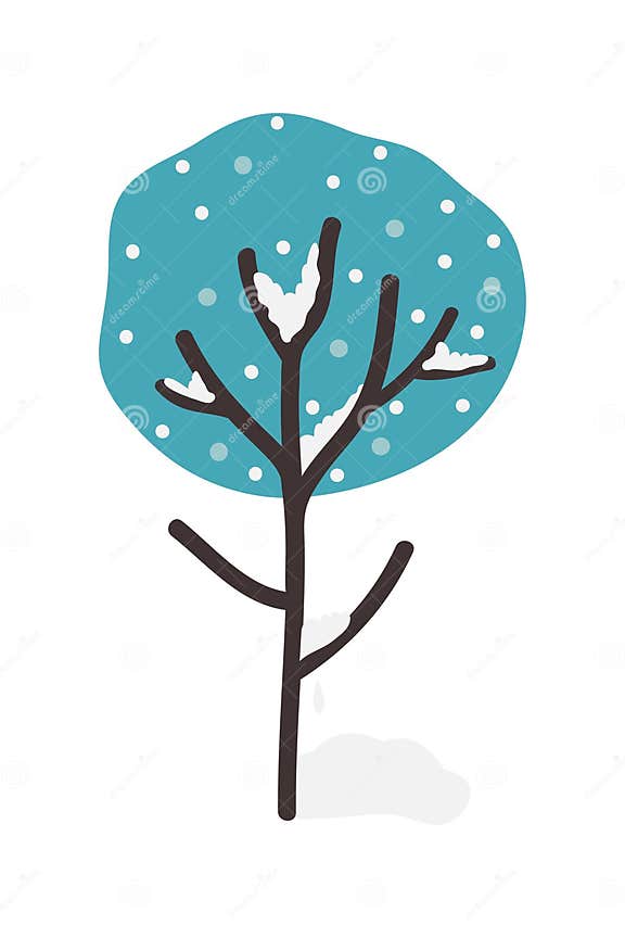Cartoon Winter Tree Illustration Stock Vector - Illustration of holiday ...