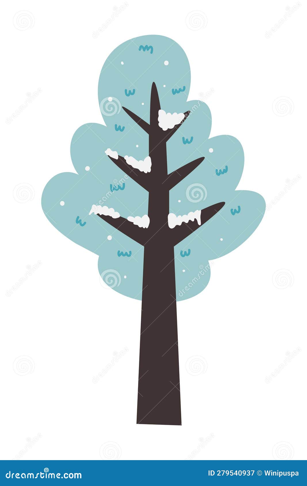 Cartoon Winter Tree Illustration Stock Vector - Illustration of ...