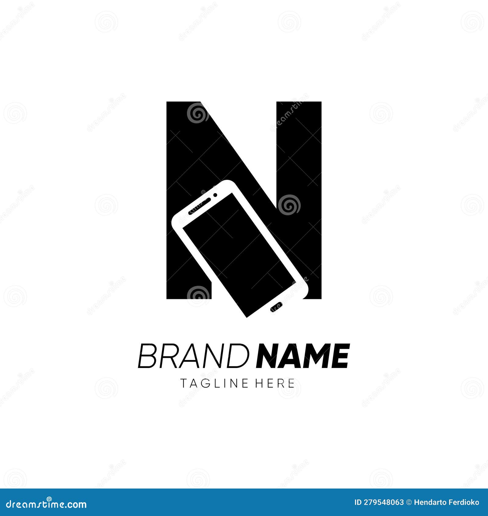Letter N Initial Handphone Mobile Logo Design Vector Icon Graphic ...