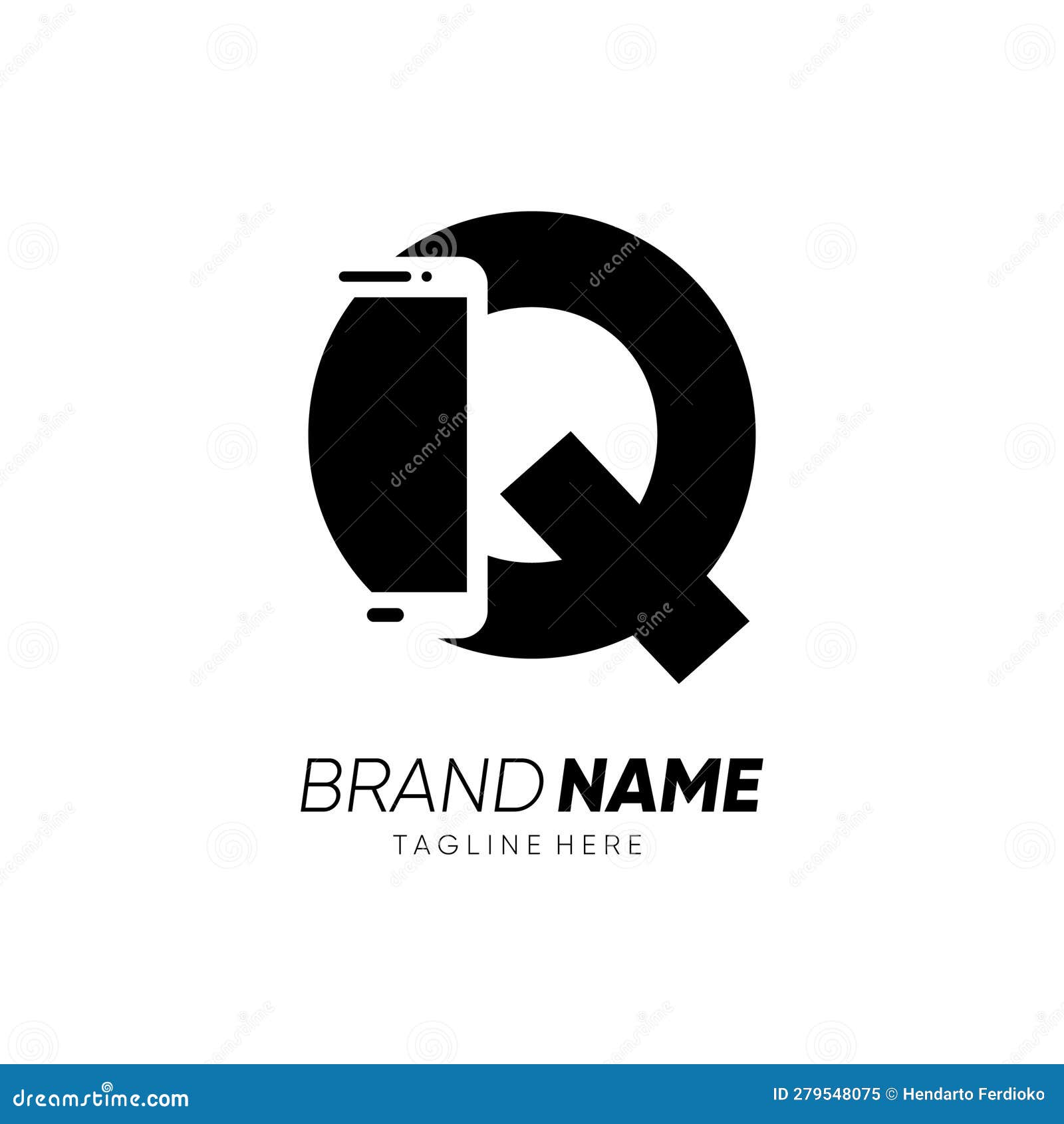 Letter Q Initial Handphone Mobile Logo Design Vector Icon Graphic ...