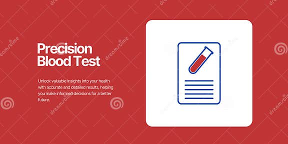 Precision Blood Test Banner on Red Background. Stylish Banner with Text ...