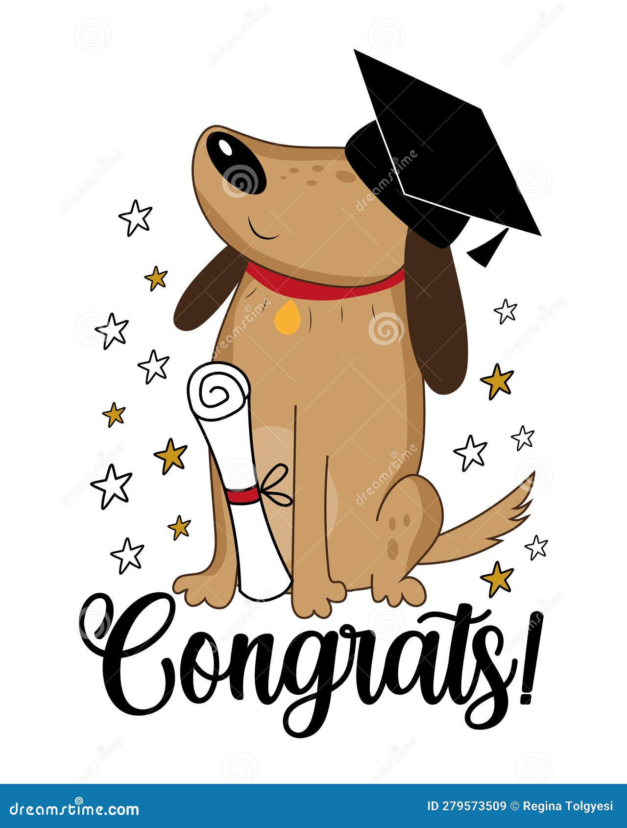 Congrats - Cute Dog in Graduate Cap and Certificate or Diploma Stock ...