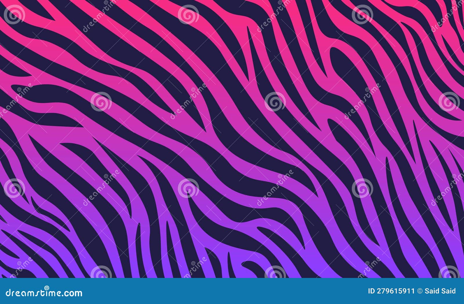 Zebra Skin Seamless Pattern. Hand Drawn Animal Fur with Pink and Purple ...