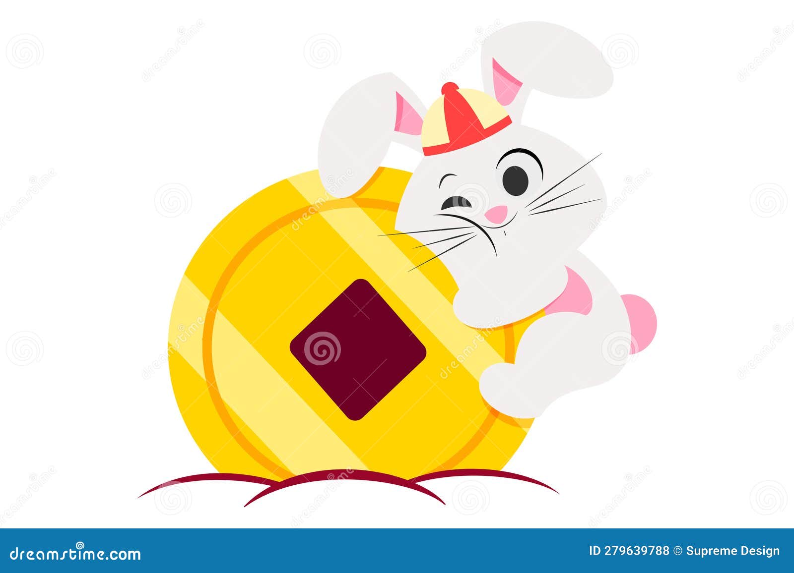Icon Snow Rabbit and Coin Chinnese Stock Illustration - Illustration of ...