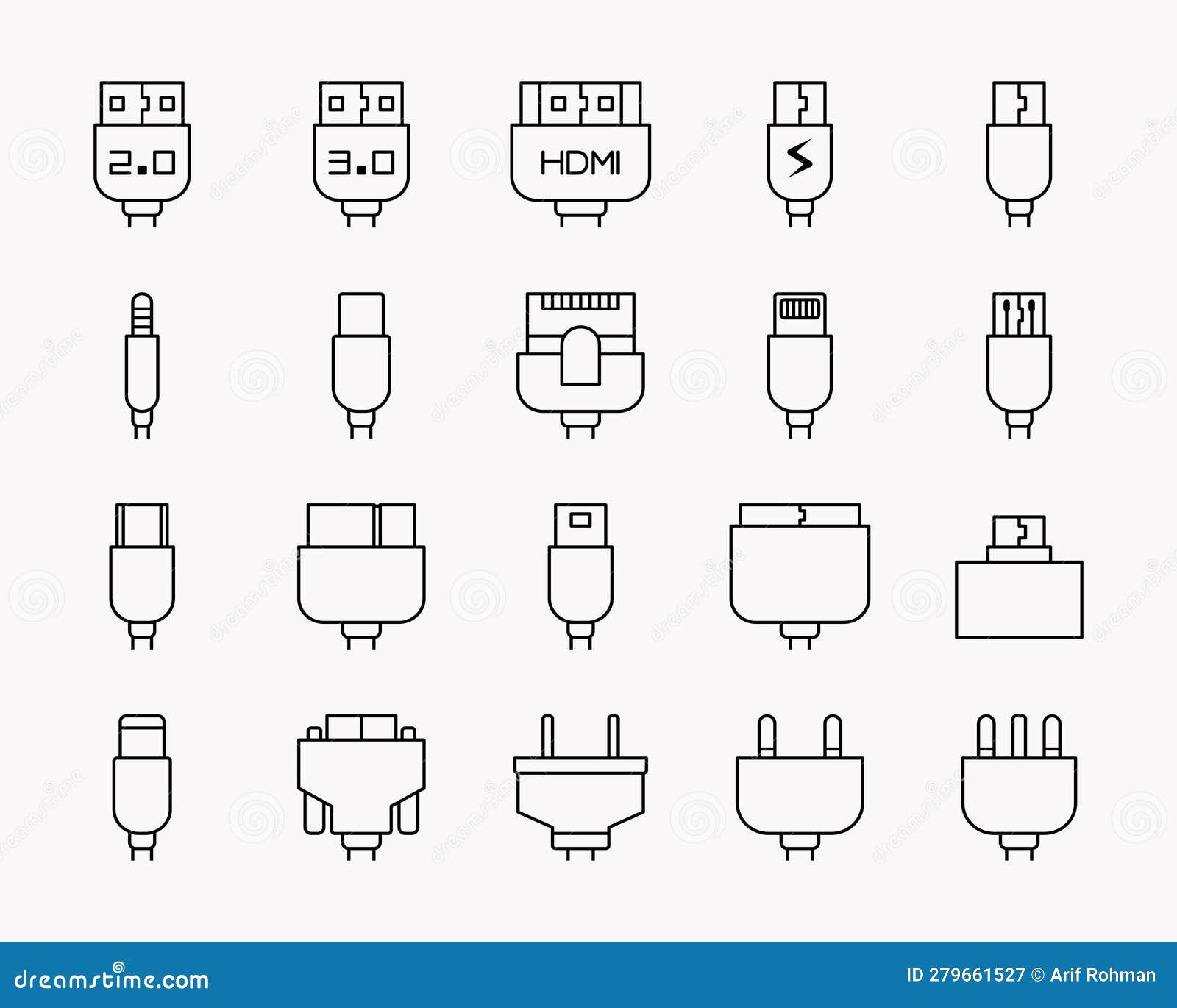 20 Vector Icon Cable stock vector. Illustration of instructions - 279661527