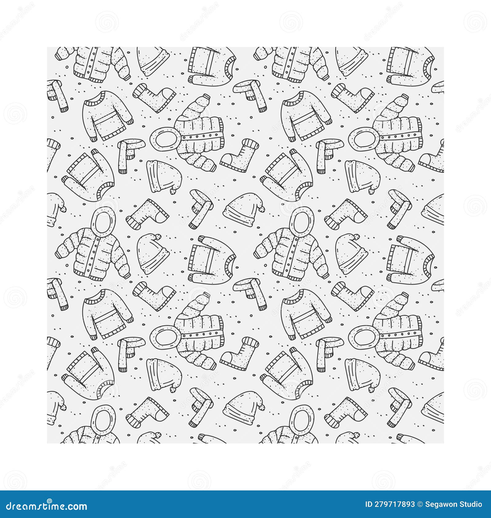 Seamless Pattern Black White Color Winter Tools Design Background Stock ...
