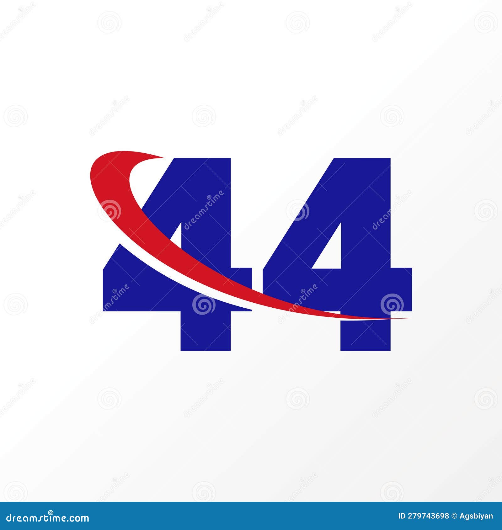 Letter Number 44 Font with Cut Swoosh. Related Initial Monogram Numeric ...