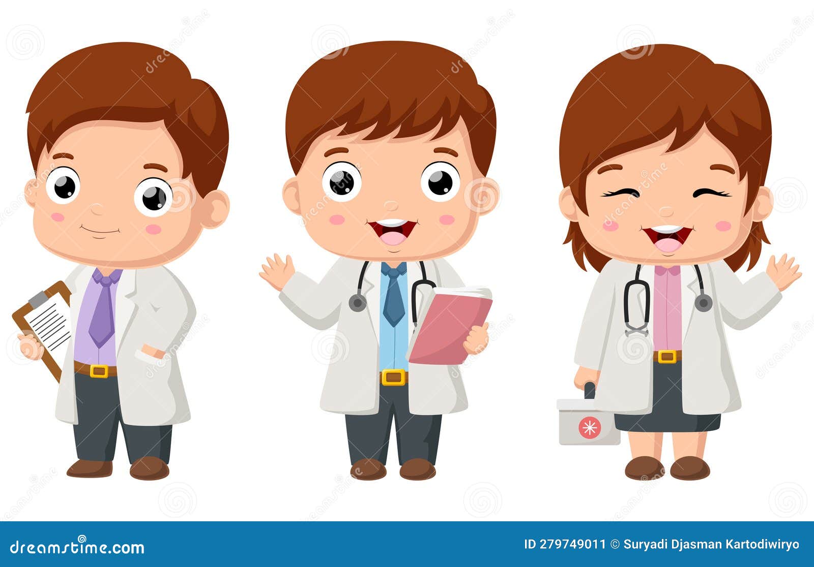 Cute Little Doctor and Nurse Cartoon Stock Vector - Illustration of ...