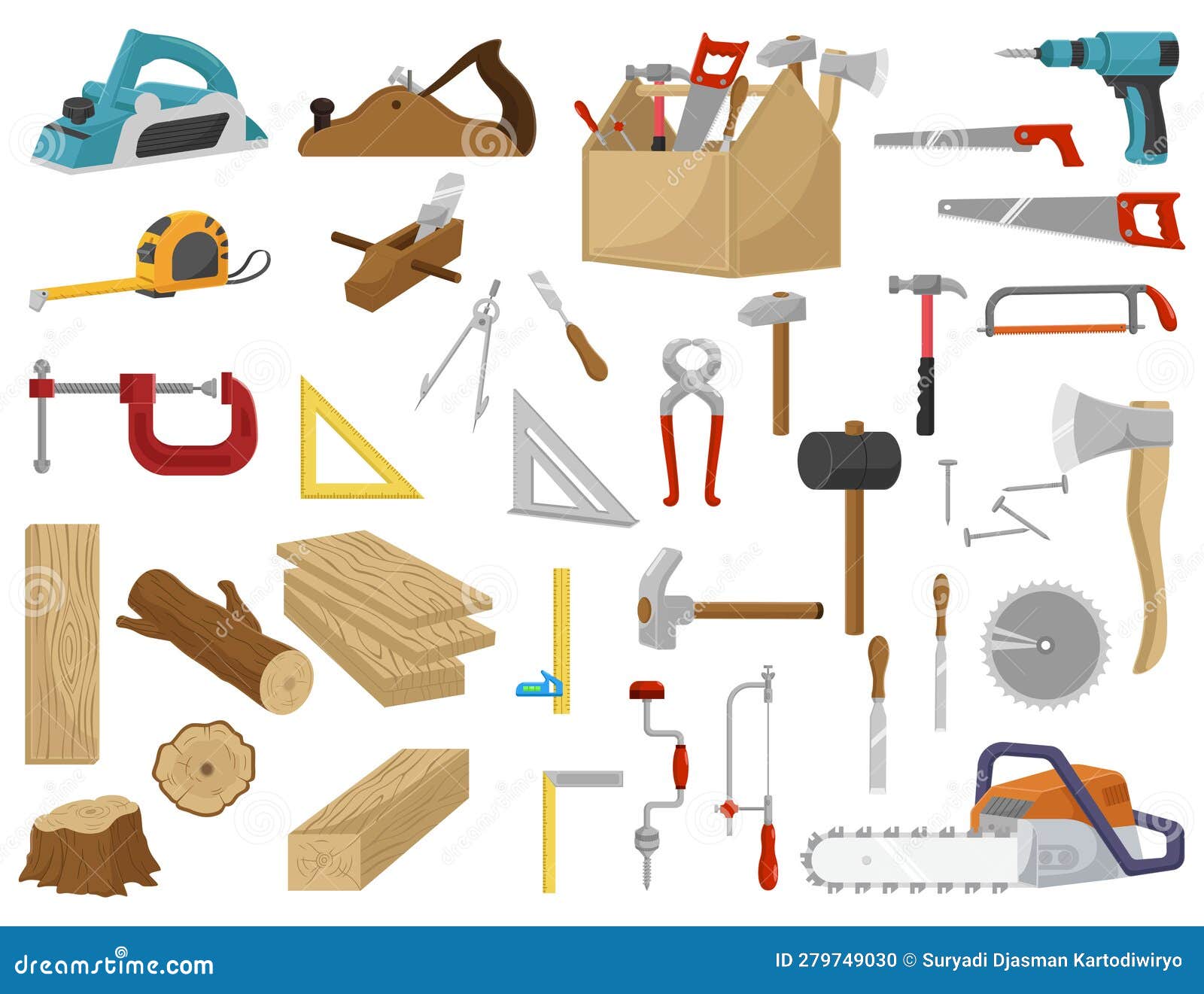 Set of Carpenter Elements Collection Stock Vector - Illustration of ...
