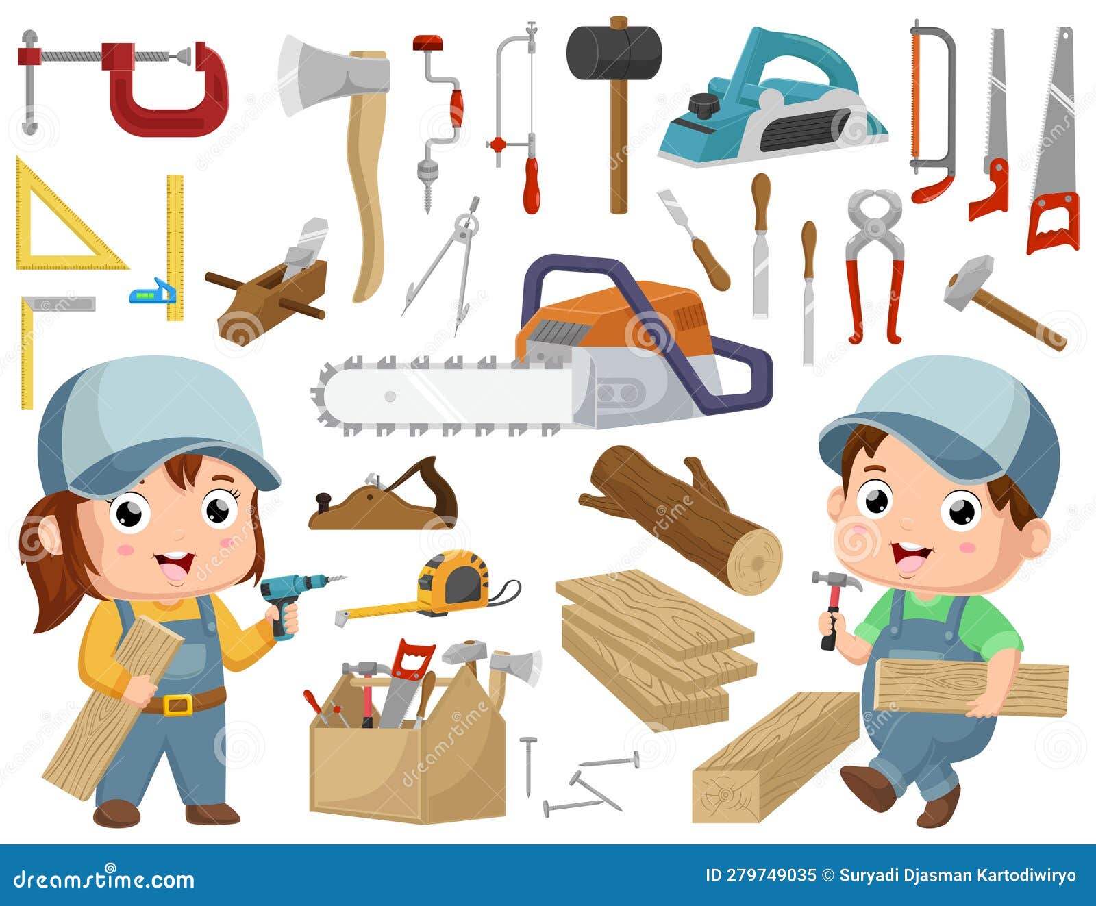 Cute Carpenter Cartoon Vector Illustration | CartoonDealer.com #100983036