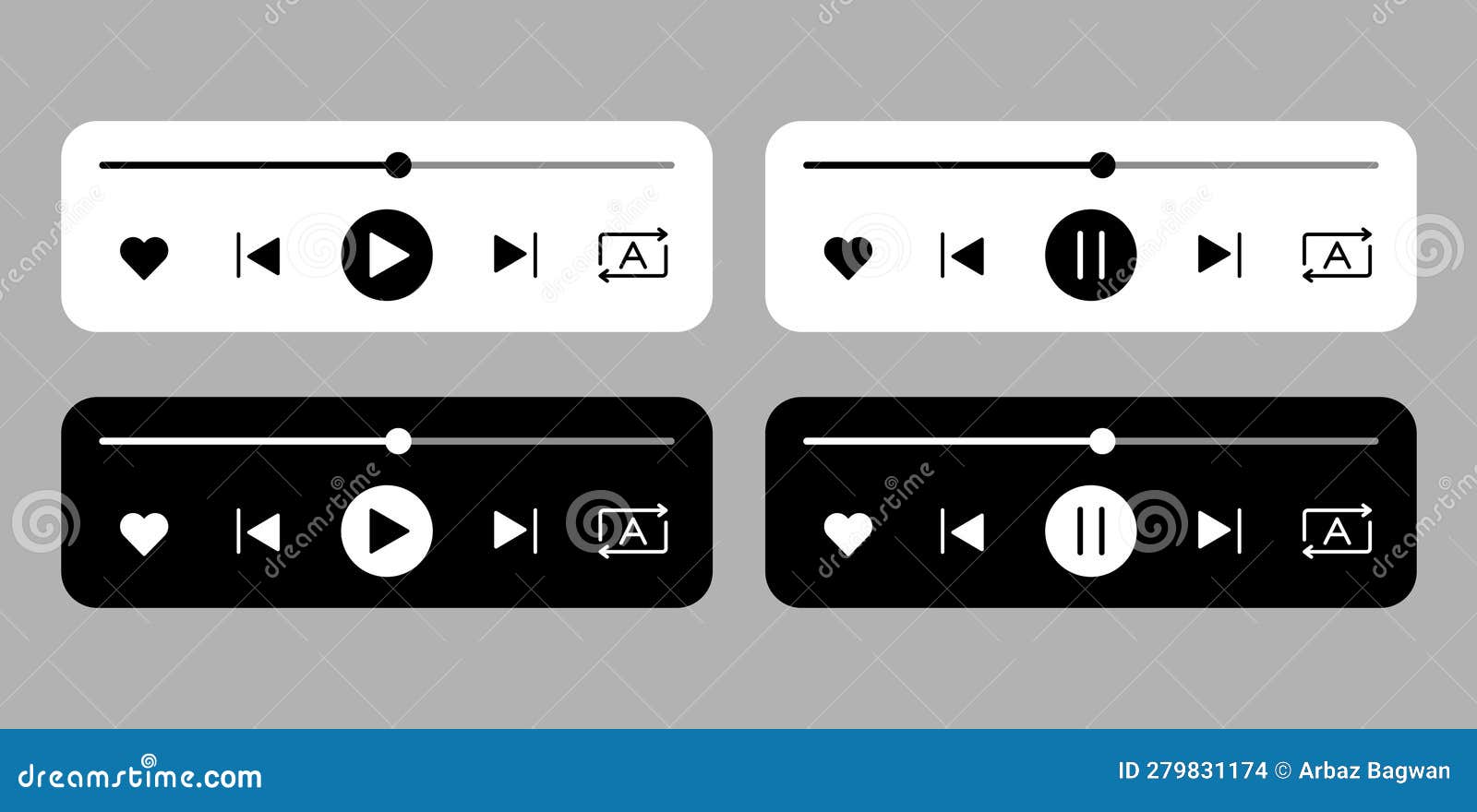 Music Player Play Pause Forward Backward User Interface (ui) Design ...