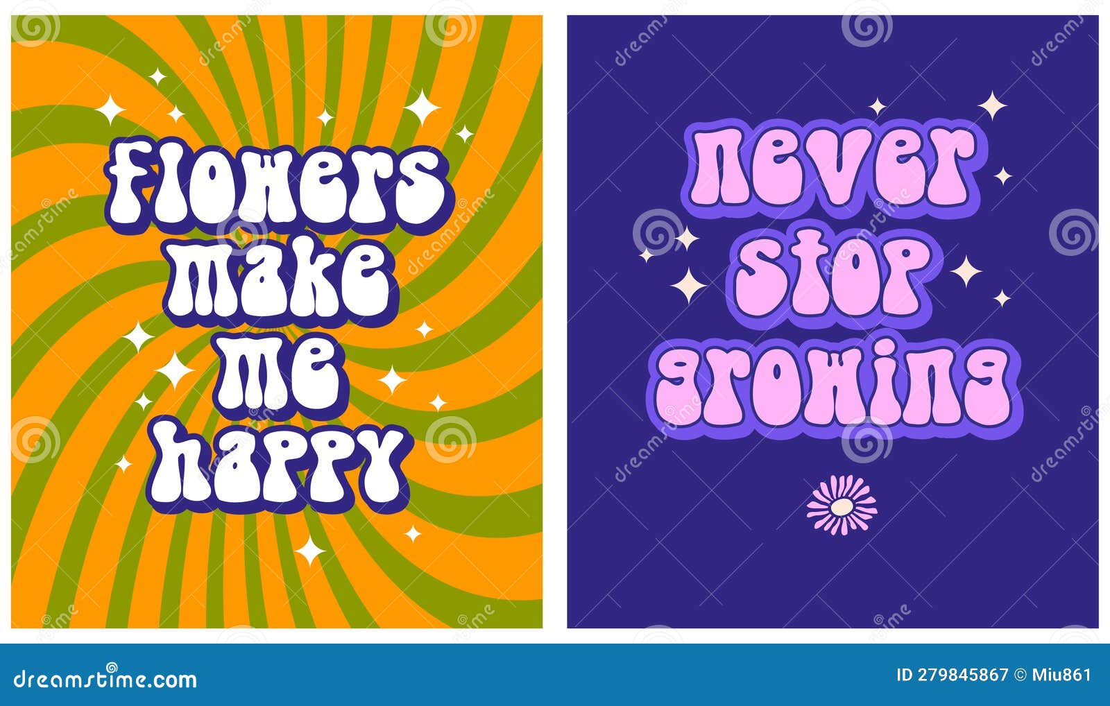 Simple Groovy Retro 70s Style Posters. RGB Colors. Cool Wall Art. Stock ...