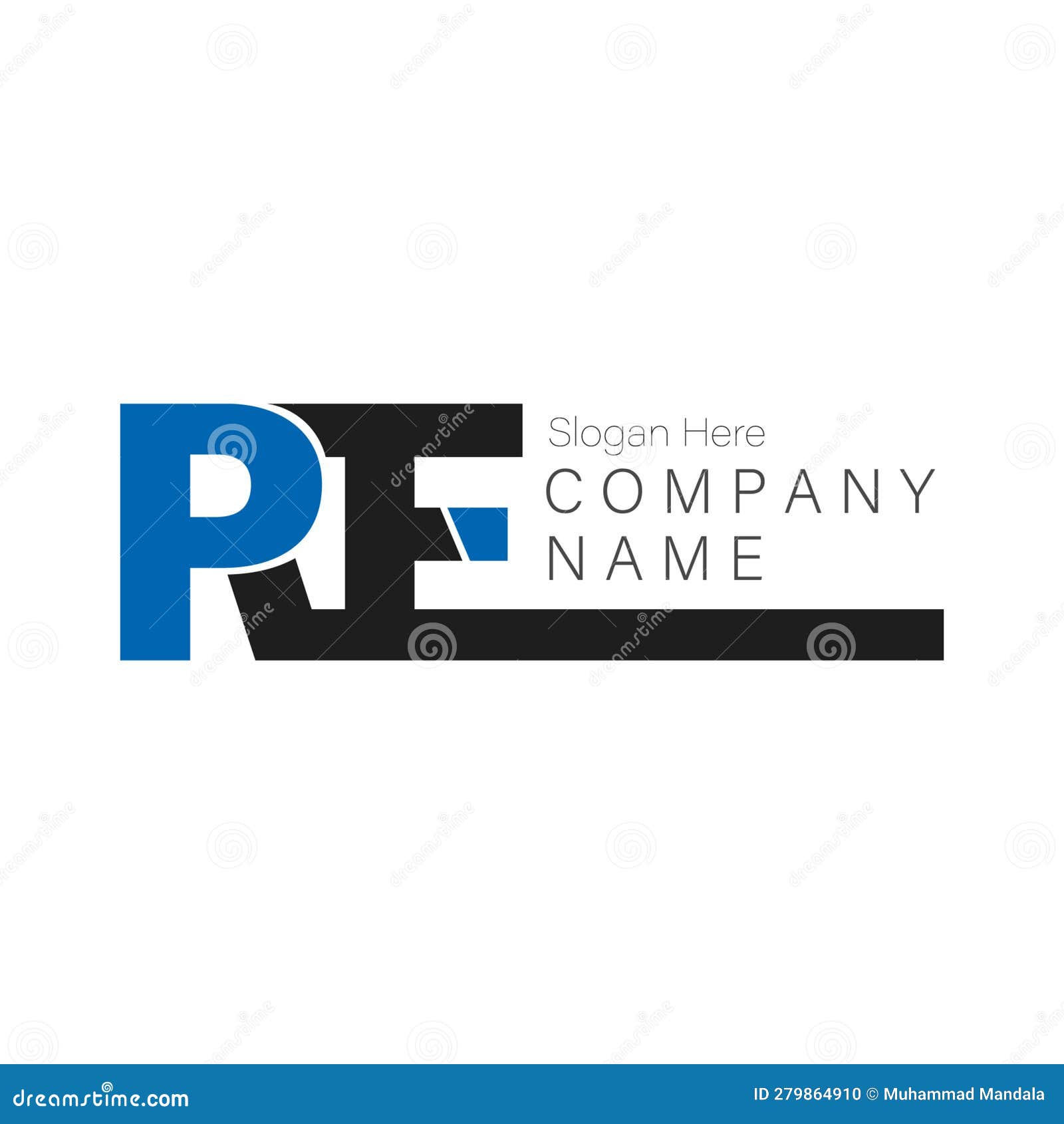 Modern Letter R F Logo. Letter Design Vector with Blue and Black Color ...