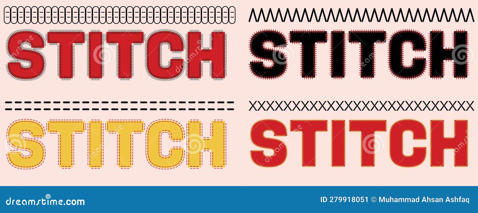 SEWING THREAD STITCH REPEAT BRUSH in MULTICOLOR Stock Illustration ...