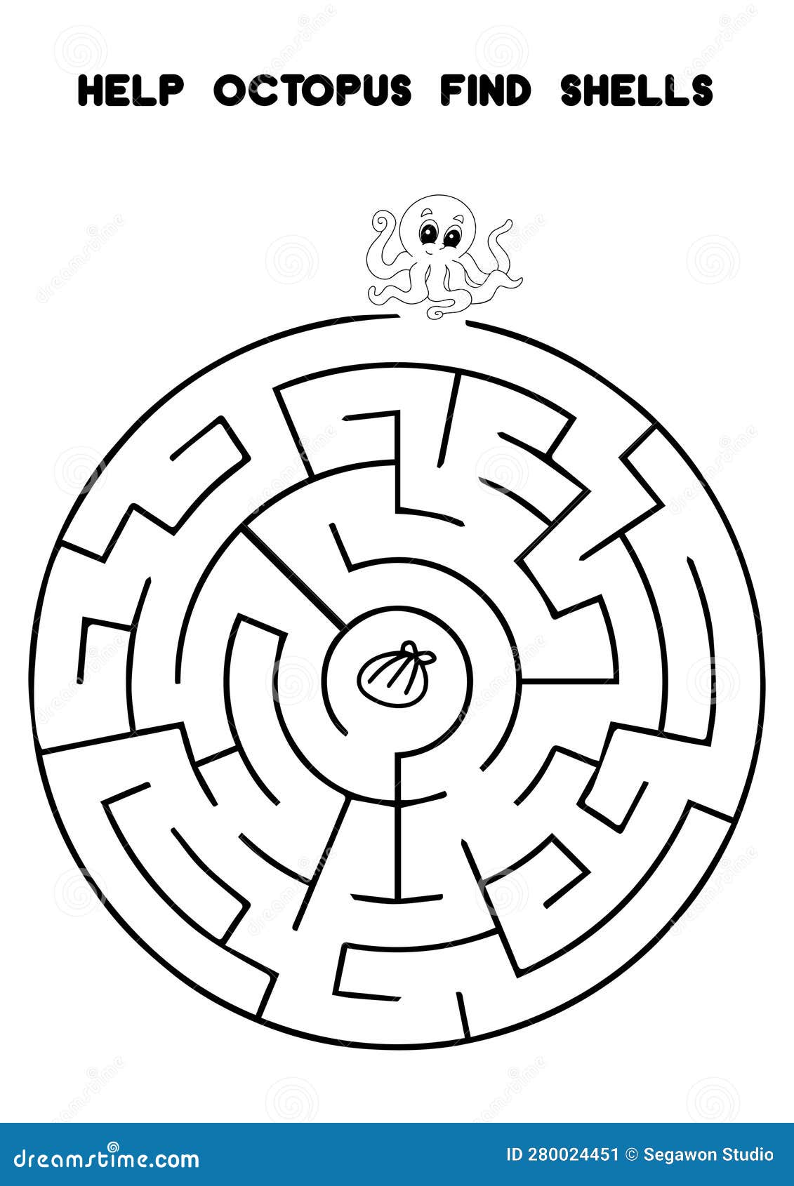 Children Education Maze Page Octopus Character Design Stock Vector ...