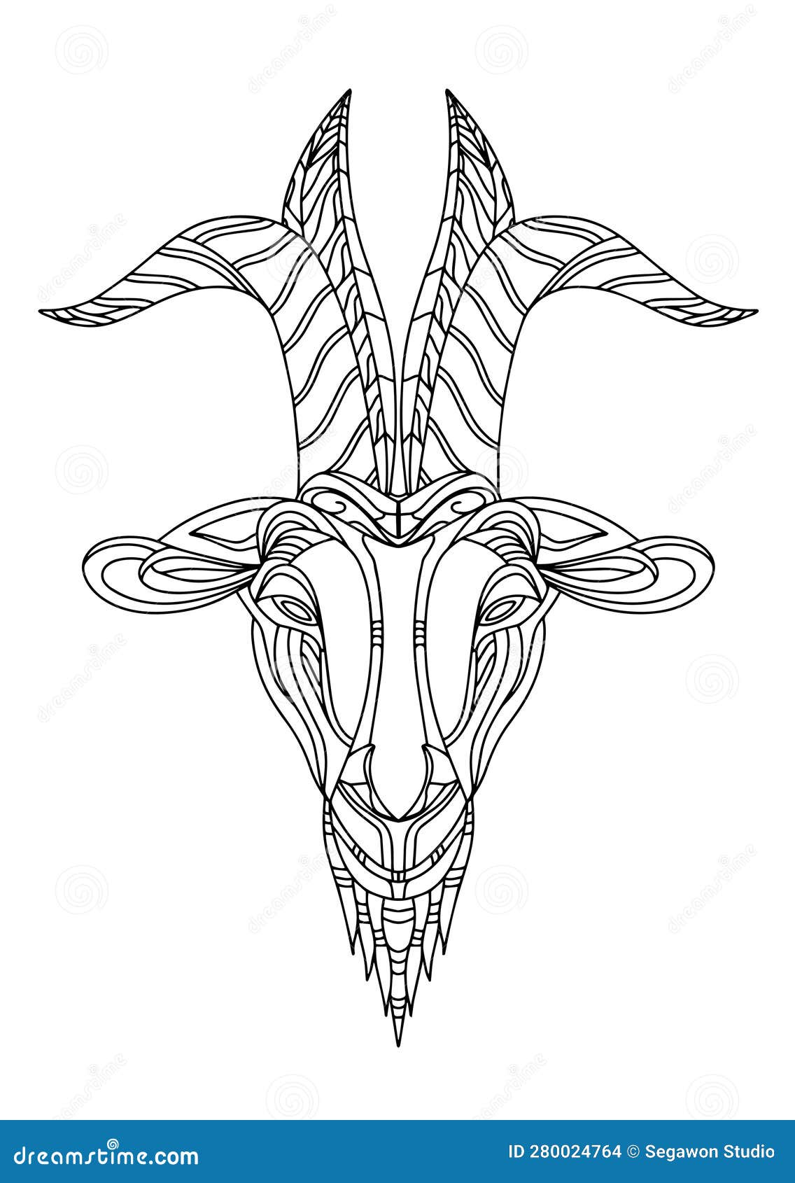 Adult Coloring Book Page Abstract Sheep Head Design Illustration Stock ...