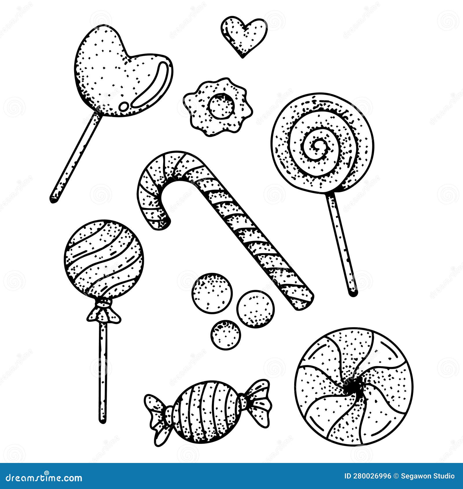 Doodle Candy Lollipop Line Art Element Clipart Illustration ...