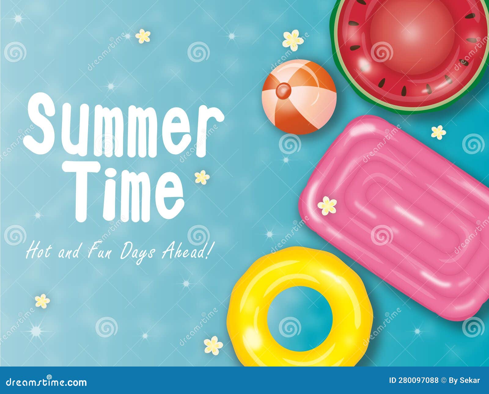 Summer Time Slogan Illustration Vector with Pool Background for Card ...