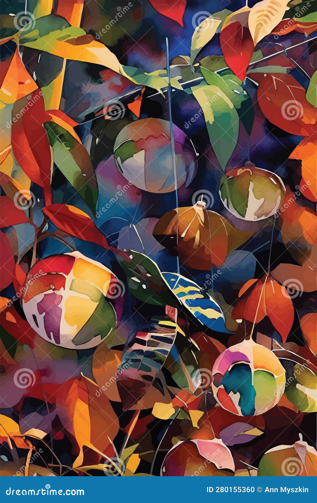 Vector Watercolor Illustration of Colorful Abstract Shapes Painting ...