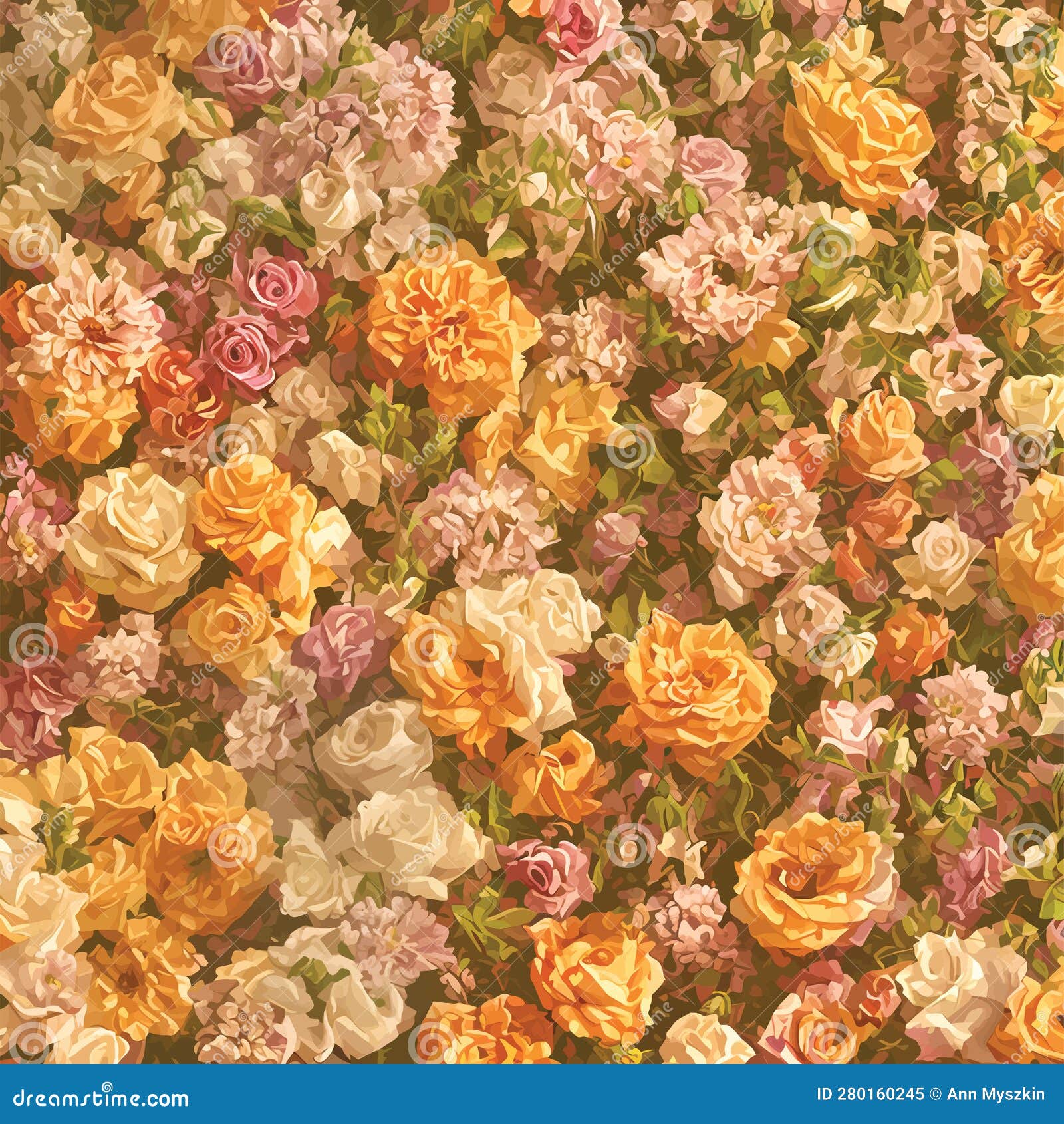 Vector Illustration of Pink Beige Roses Background Pattern Wallpaper ...