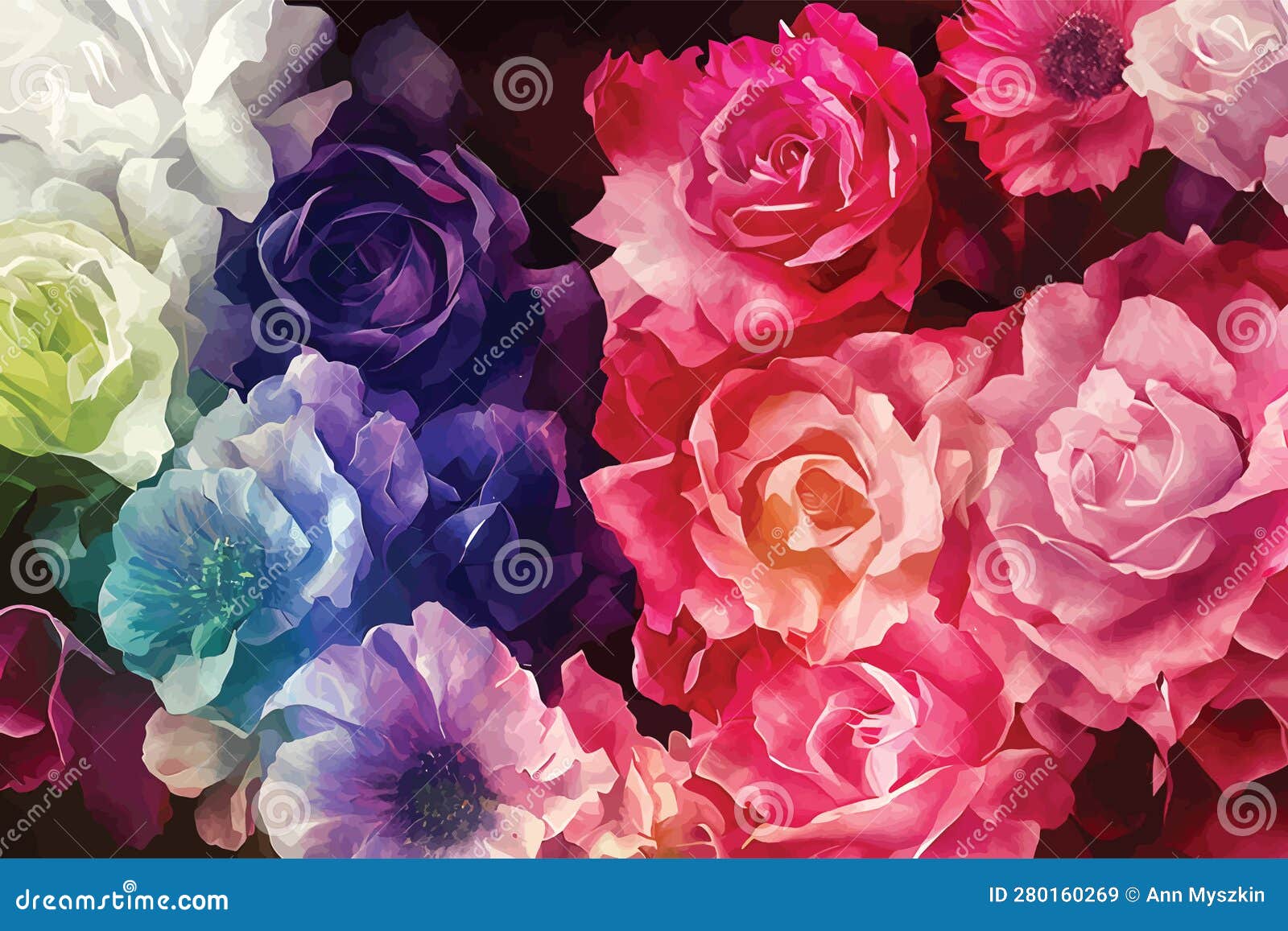 Vector Illustration of Pink Purple Roses Background Pattern Wallpaper ...