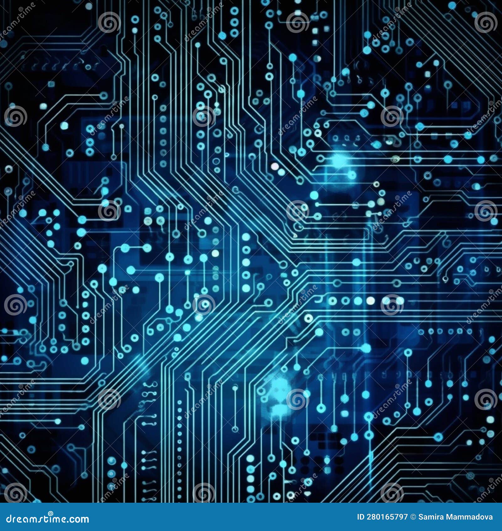 Circuit Background, Cyber, Blue Color Stock Illustration - Illustration ...