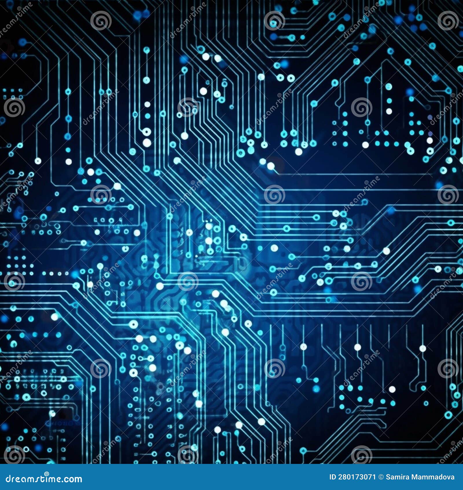 Circuit Background, Cyber, Blue Color Stock Illustration - Illustration ...