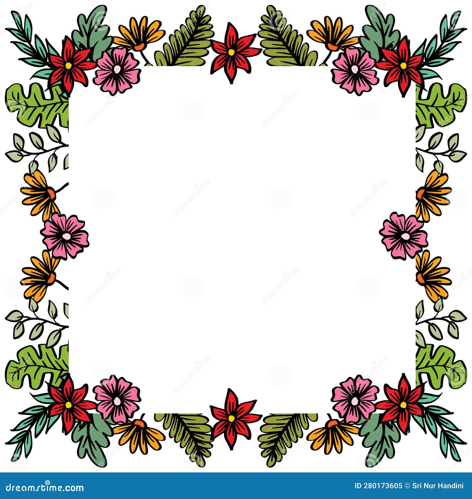 Hand Drawn Doodle Floral Frame Stock Illustration - Illustration of ...